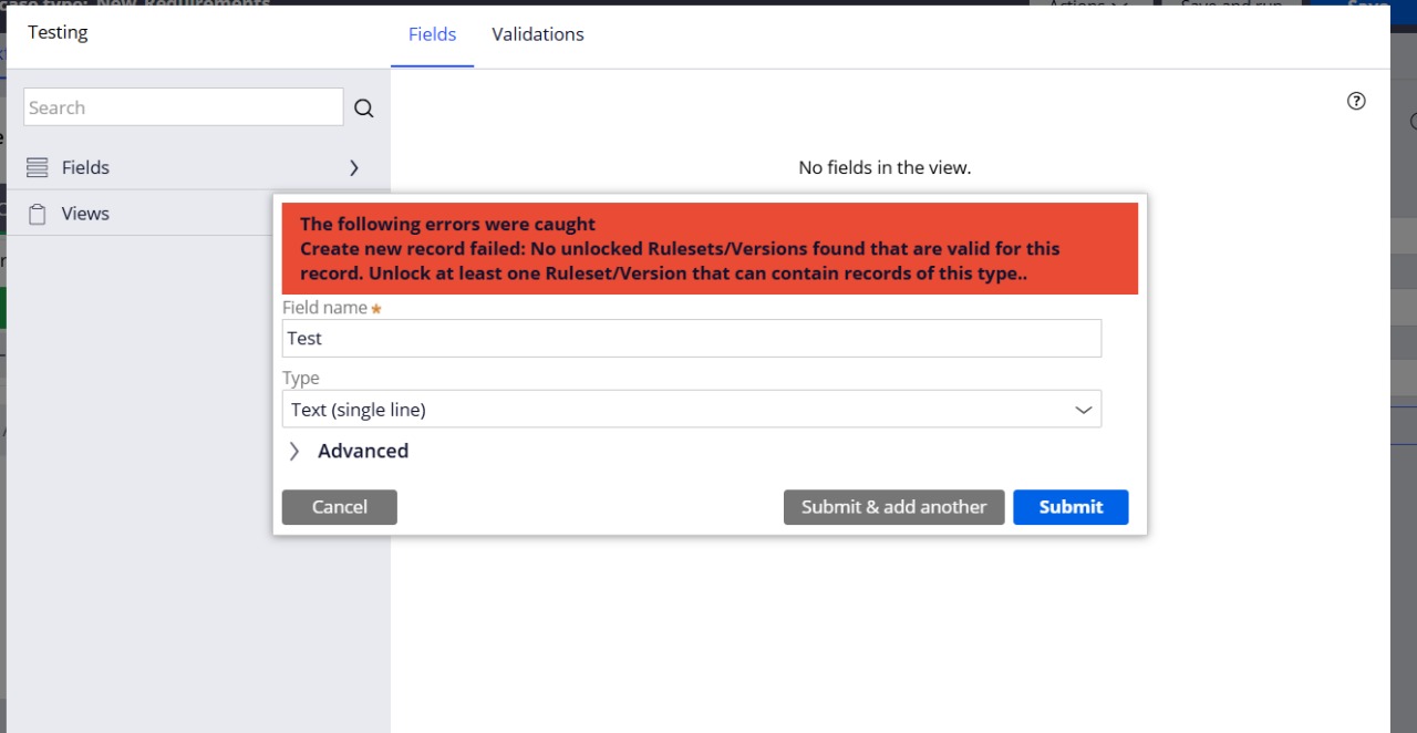 Im facing an Issue when i Create a New case type or Property. I have Unlocked All Rulesets still ...